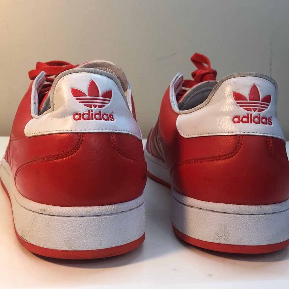 Adidas Red & White Leather Sneakers Size 18 - Gem